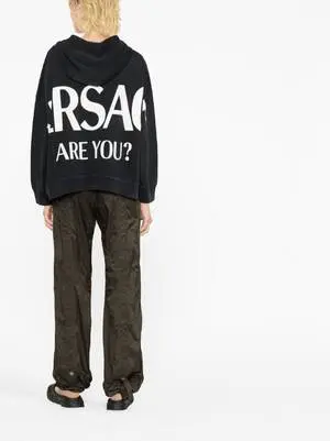 Versace Logo-print Cotton Hoodie - Black
