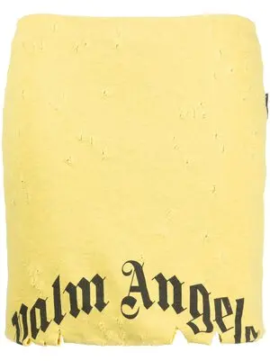 Palm Angels Destroyed Mini Skirt - Yellow
