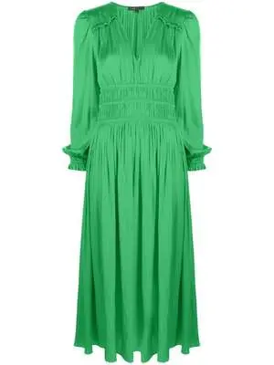 Maje Riannette Flared Midi Dress - Green