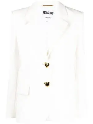 Moschino Heart-shaped Button Blazer - White