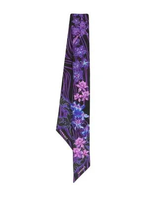 Versace Orchids-print Silk Scarf