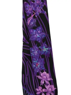 Versace Orchids-print Silk Scarf