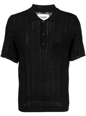 CORRIDOR Openwork-knit Polo Shirt