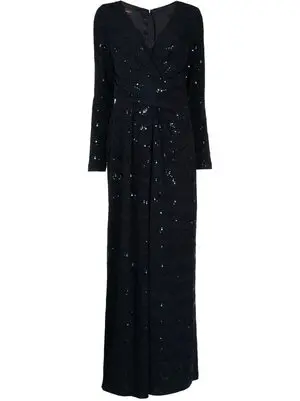 Talbot Runhof Sequin-embellished Draped Jumpsuit - Blue