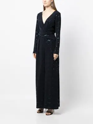 Talbot Runhof Sequin-embellished Draped Jumpsuit