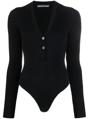 ANDREĀDAMO Long-sleeve Ribbed-knit Bodysuit