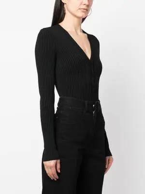ANDREĀDAMO Long-sleeve Ribbed-knit Bodysuit