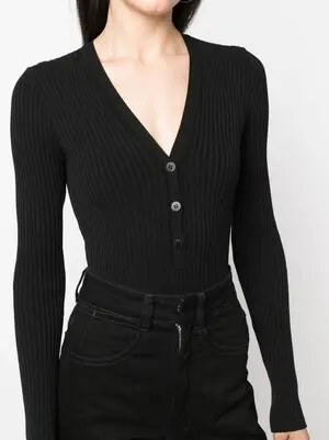 ANDREĀDAMO Long-sleeve Ribbed-knit Bodysuit