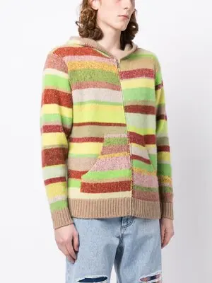 THE ELDER STATESMAN Multi-stripe Zip-up Hoodie