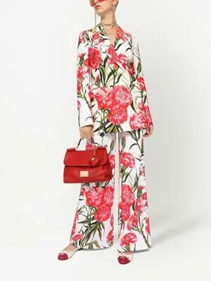 Dolce & Gabbana Floral-print Double-breasted Blazer - White