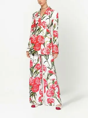 Dolce & Gabbana Floral-print Double-breasted Blazer - White