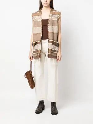 FORTELA Vertical-stripe Knitted Gilet