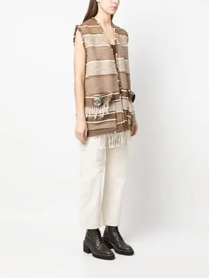 FORTELA Vertical-stripe Knitted Gilet