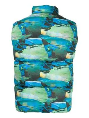 ERL Printed Quilted Puffer Gilet - Blue