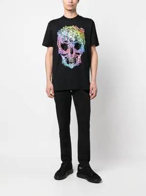 Philipp Plein Rhinestone-embellished Skull-print T-shirt - Black