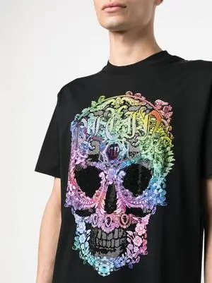 Philipp Plein Rhinestone-embellished Skull-print T-shirt - Black