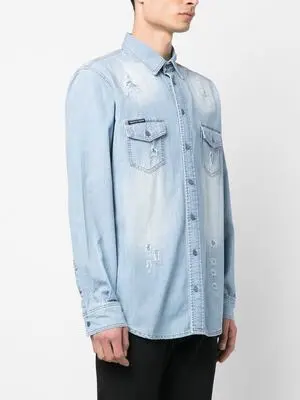 Philipp Plein Denim Long Sleeves Shirt