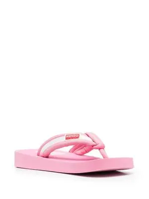 Kenzo Logo-patch Striped Flip Flops - Pink