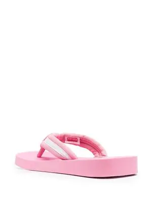 Kenzo Logo-patch Striped Flip Flops - Pink