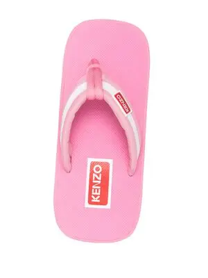 Kenzo Logo-patch Striped Flip Flops - Pink