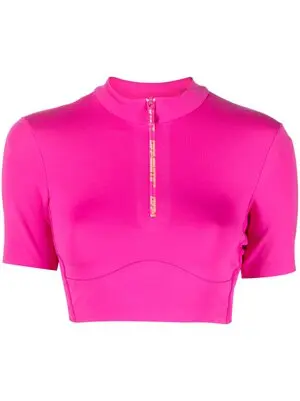 Off-White Half-zip Cropped T-shirt