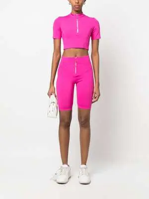 Off-White Half-zip Cropped T-shirt
