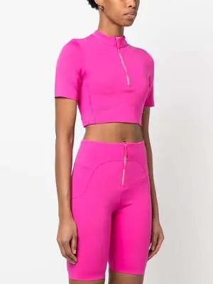 Off-White Half-zip Cropped T-shirt