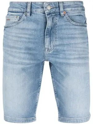 BOSS Straight-leg Denim Shorts - Blue