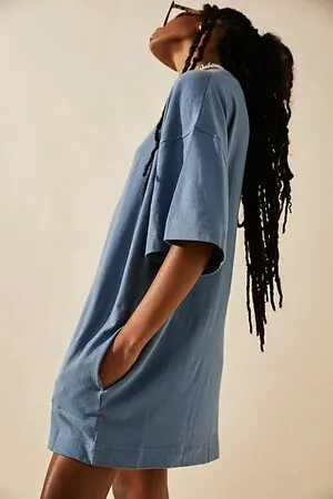 Free People Essential Extreme Tee Mini Dress Copenhagen Blue