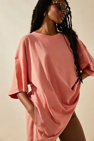 Free People Essential Extreme Tee Mini Dress - Strawberry Cola