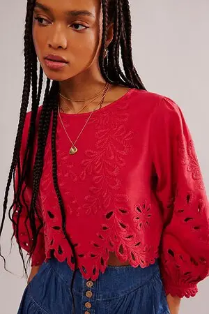 Free People Oleander Cropped Top High Risk Red