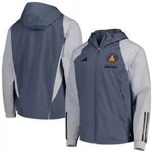Adidas Atlanta United Fc All-weather Raglan Hoodie Full-zip Jacket - Charcoal