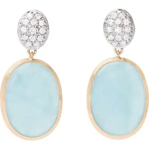 Marco Bicego Siviglia Aquamarine And Diamond Drop Earrings - Yl/wh Gold