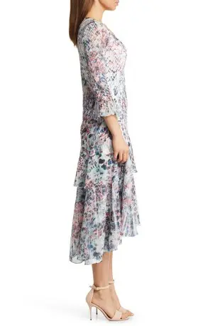 Komarov Charmeuse & Chiffon High-low Dress