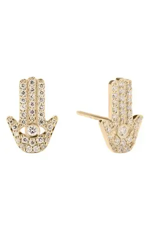 Lana Jewelry Hamsa Diamond Stud Earrings - Yellow