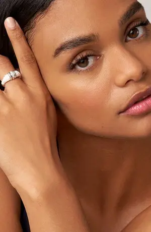 Lagos Caviar Diamond Stacking Ring - Silver/diamond