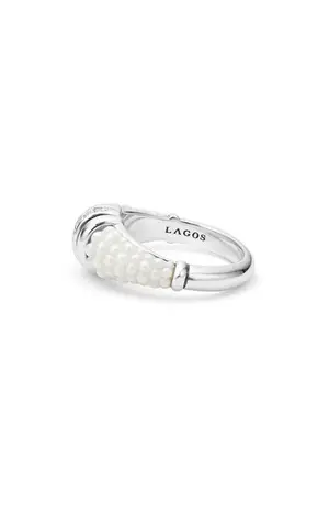 Lagos Caviar Diamond Stacking Ring - Silver/diamond