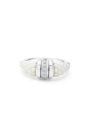 Lagos Caviar Diamond Stacking Ring - Silver/diamond