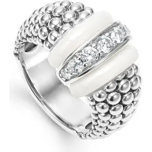 Lagos LAGOS White Caviar Diamond Link Ring Silver/diamond