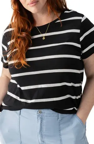 Sanctuary Sanctuary Slubbed Crewneck T-shirt Black Stripe
