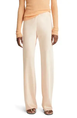 Vince Satin Bias Cut Wide Leg Trousers Cantaloupe