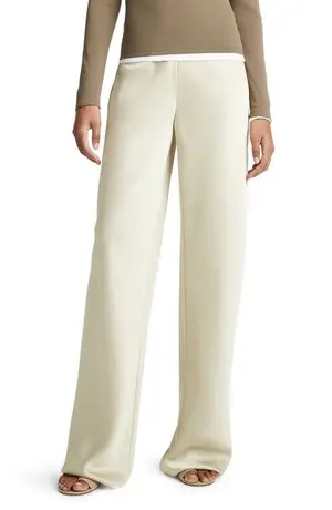 Vince Satin Bias Cut Wide Leg Trousers Haystack
