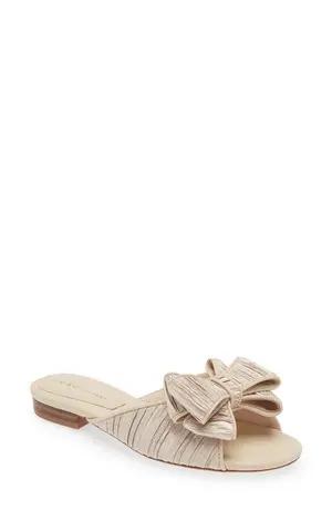 KOKO + PALENKI Dara Bow Slide Sandal - Champagne Satin