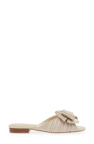KOKO + PALENKI Dara Bow Slide Sandal - Champagne Satin