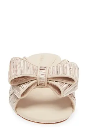 KOKO + PALENKI Dara Bow Slide Sandal - Champagne Satin