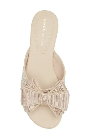 KOKO + PALENKI Dara Bow Slide Sandal - Champagne Satin