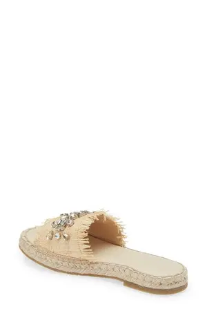 CHOCOLAT BLU Ellis Crystal Slide Sandal - Natural Raffia