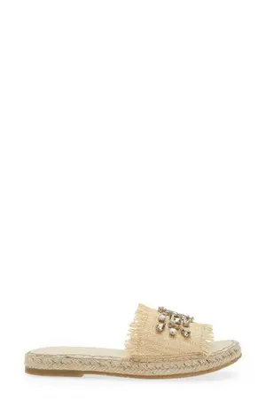 CHOCOLAT BLU Ellis Crystal Slide Sandal - Natural Raffia