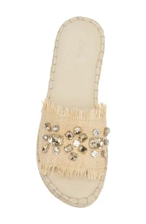 CHOCOLAT BLU Ellis Crystal Slide Sandal - Natural Raffia