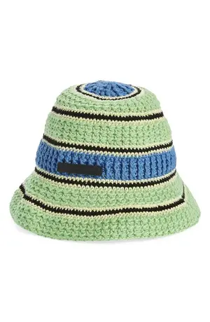Stella McCartney Logo Stripe Crochet Bucket Hat